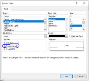 How to apply Superscript and Subscript in Excel - Chronicles of Data